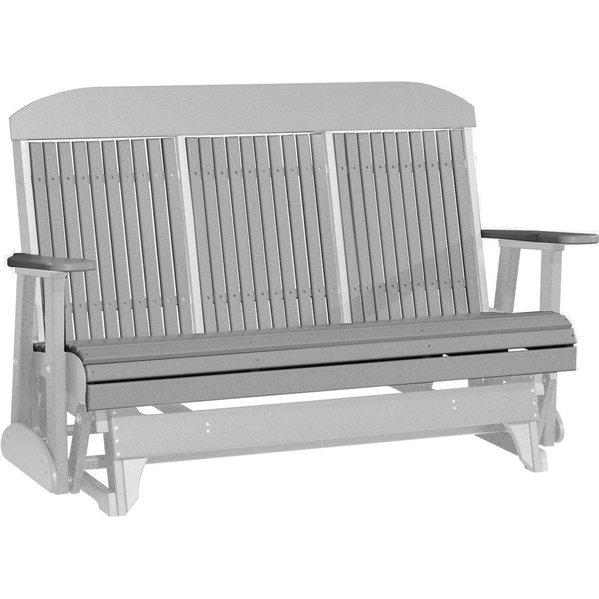 LuxCraft Gray 5 ft. Recycled Plastic Highback Outdoor Glider With Cup ...