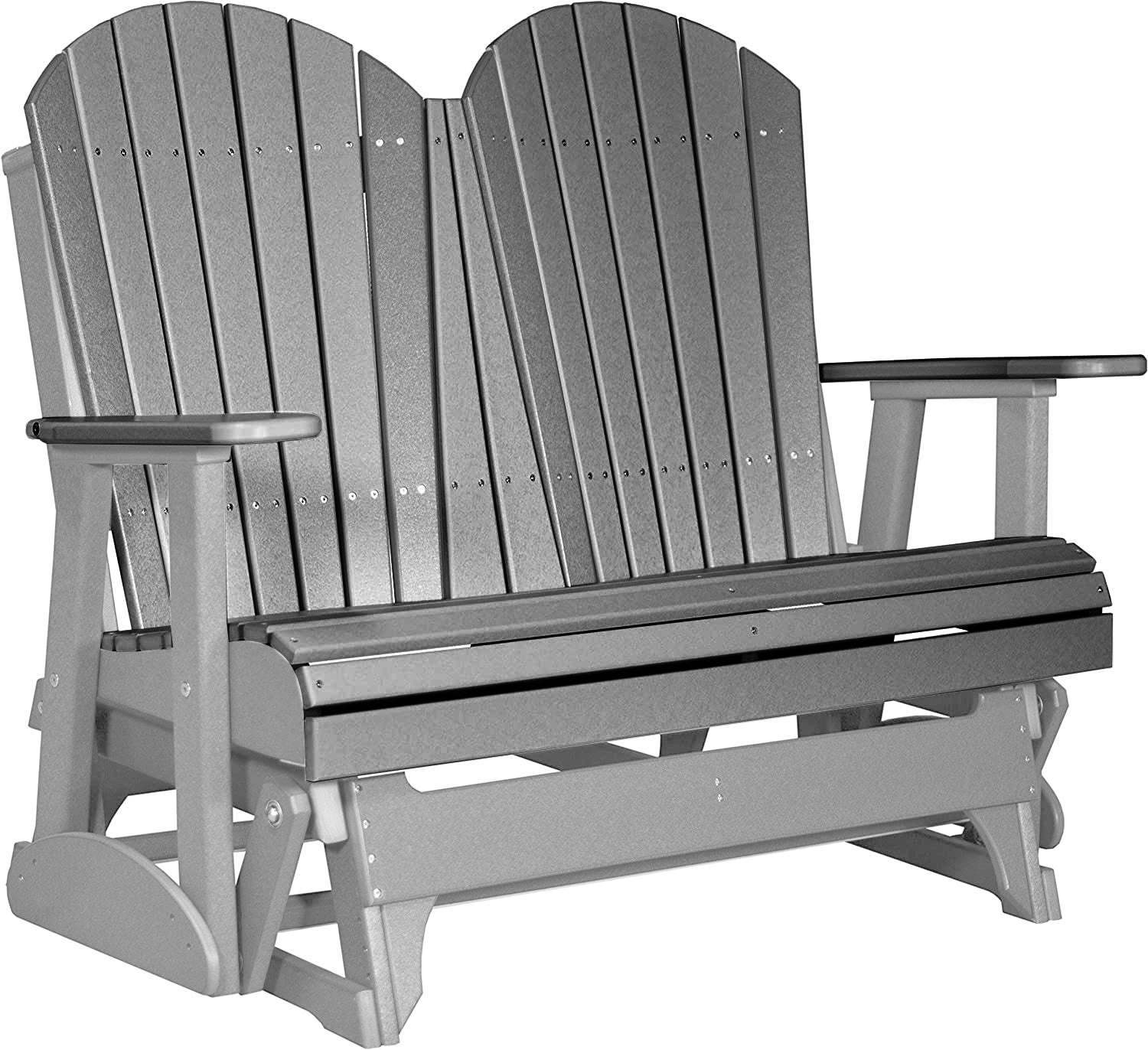 LuxCraft Slate 4 ft. Recycled Plastic Adirondack Outdoor Glider With ...