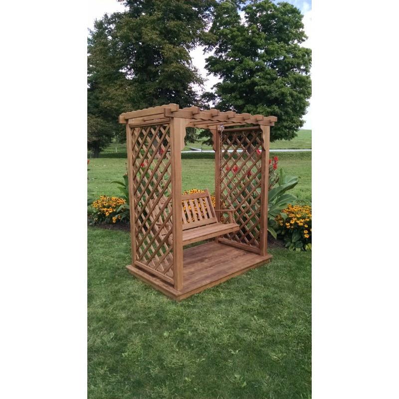 A & L Furniture Amish Handcrafted Pine Covington Arbor w/ Deck & Swing ...