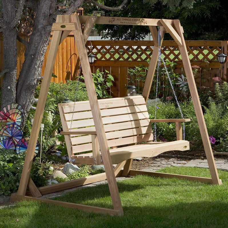 All Things Cedar A-Frame Red Cedar Porch Swing Stand | All Things Cedar ...