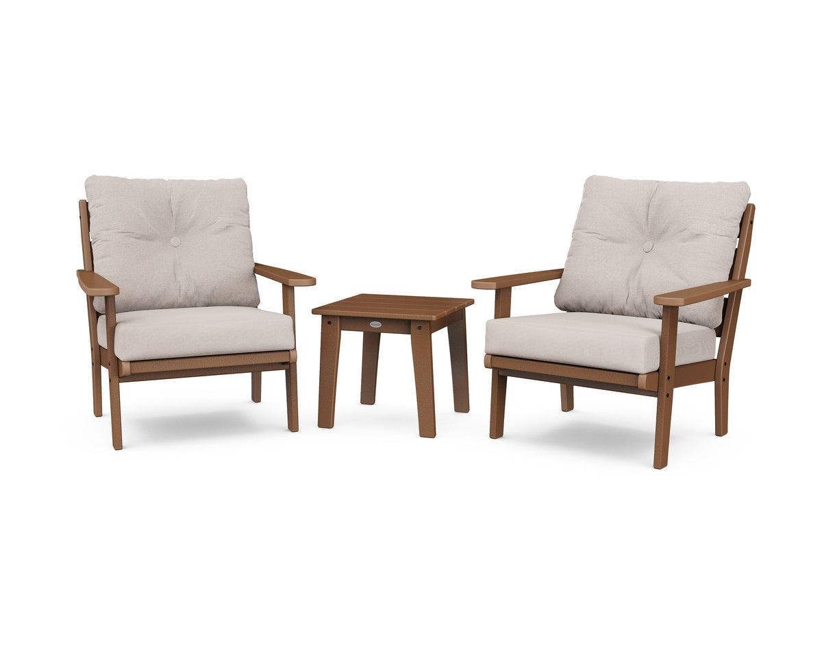 Polywood Teak Lakeside 3-Piece Deep Seating Chair Set | Polywood ...