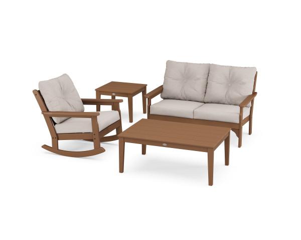Polywood Teak Vineyard 4-Piece Deep Seating Rocker Set | Polywood ...